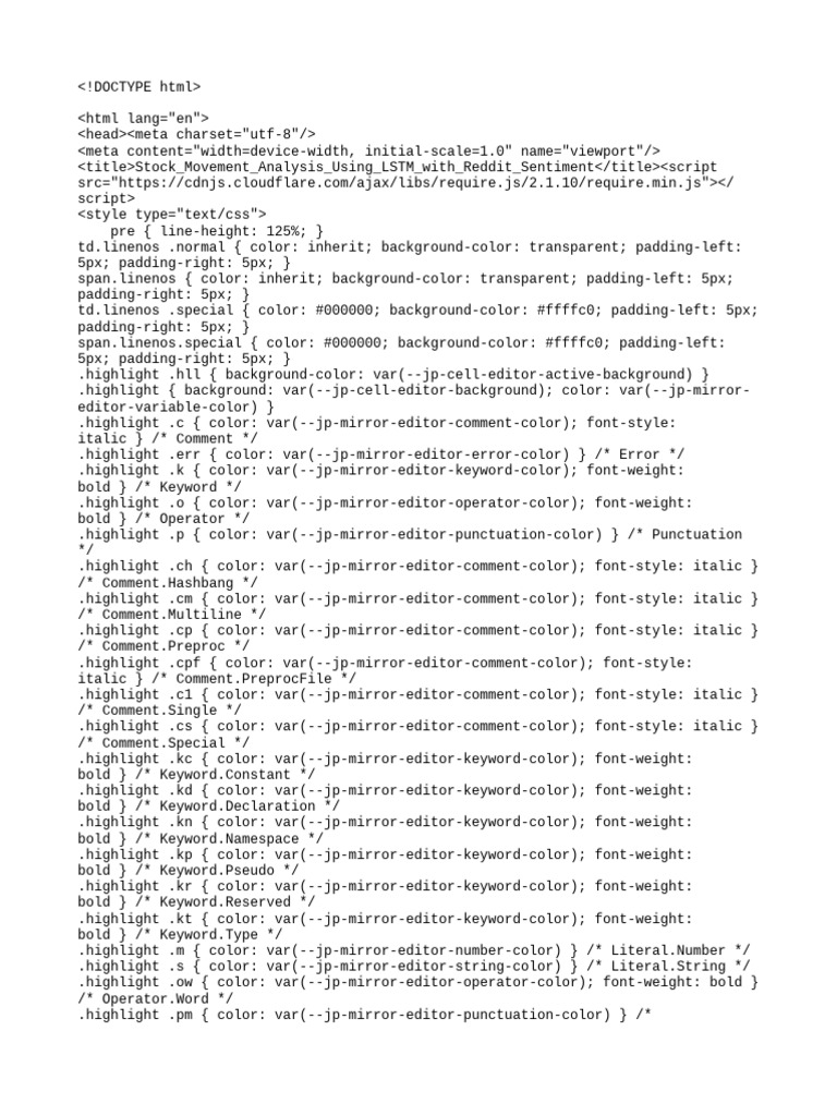 Stock Movement Analysis Using LSTM With Reddit Sentiment | PDF