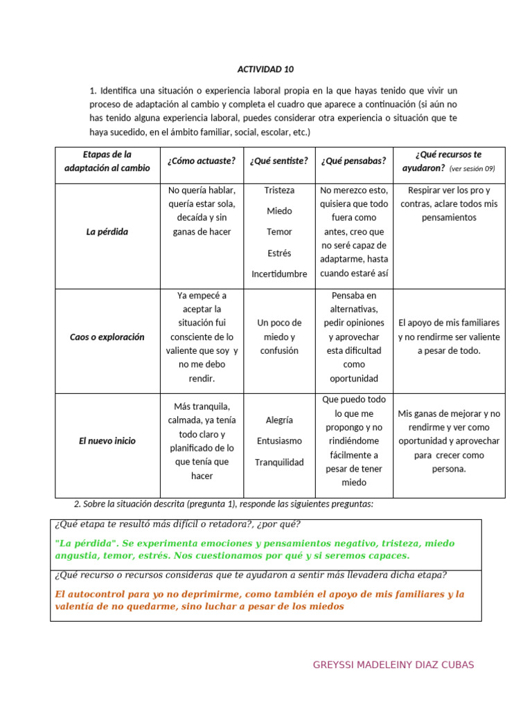 Actividad 10 | PDF | Temor | Sicología