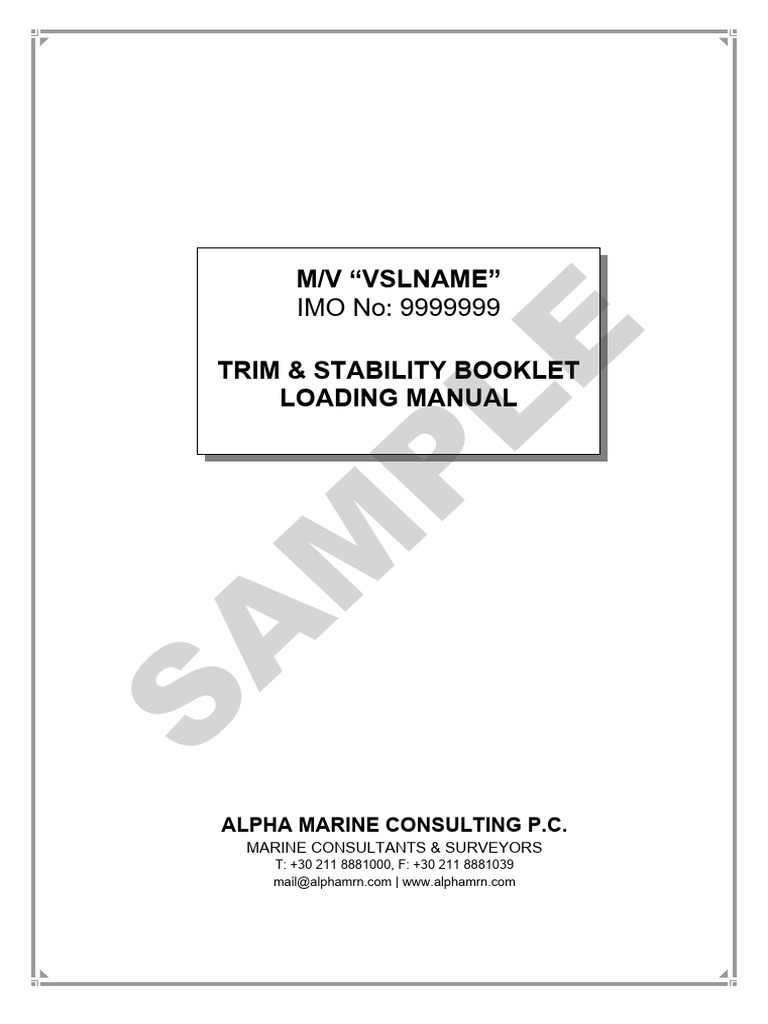 Trim & Stability Booklet for VSLNAME | PDF | Ships | Shipping