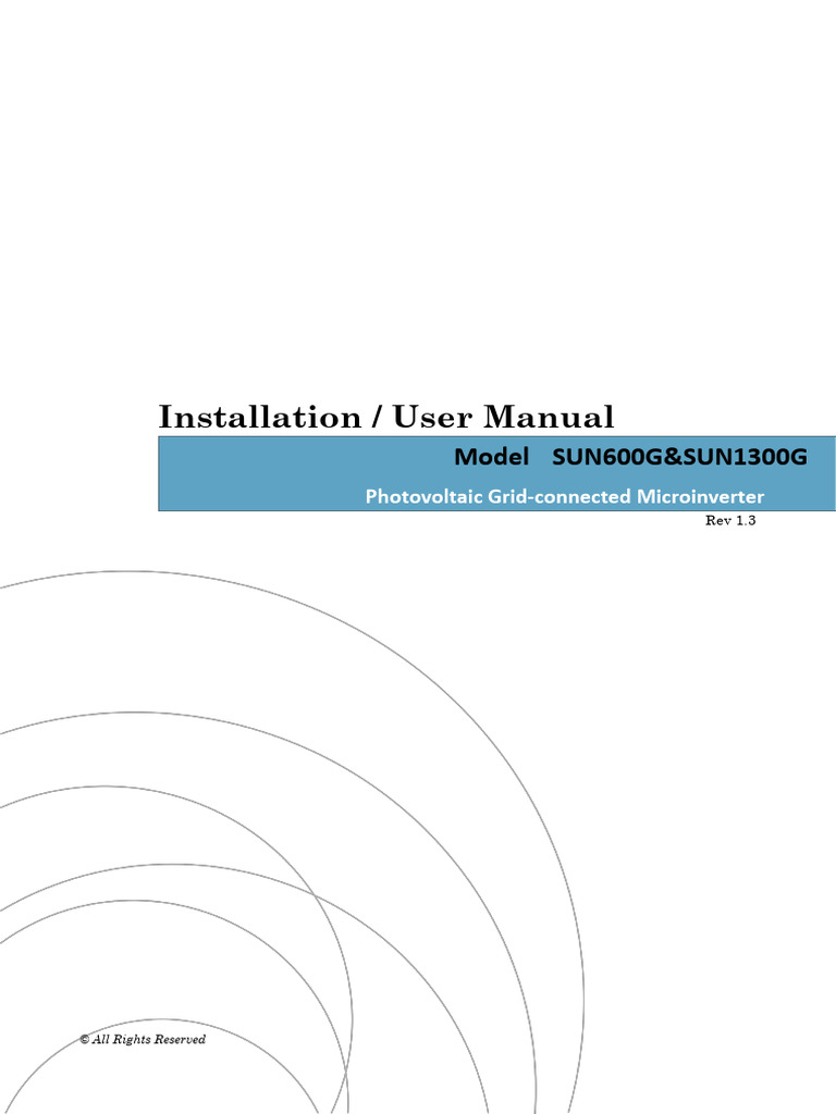 SUN600G & SUN1300G Microinverter User Manual | PDF | Photovoltaic ...
