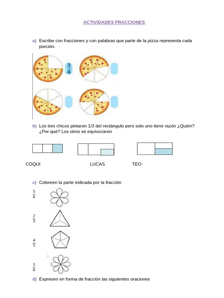 Actividades Didácticas sobre Fracciones | PDF