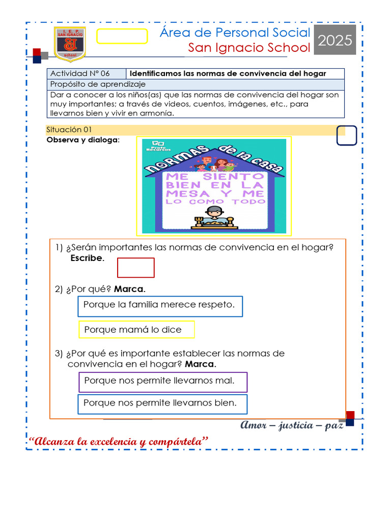 FICHA-PS-06 - Normas de Convivencia Hogar | PDF