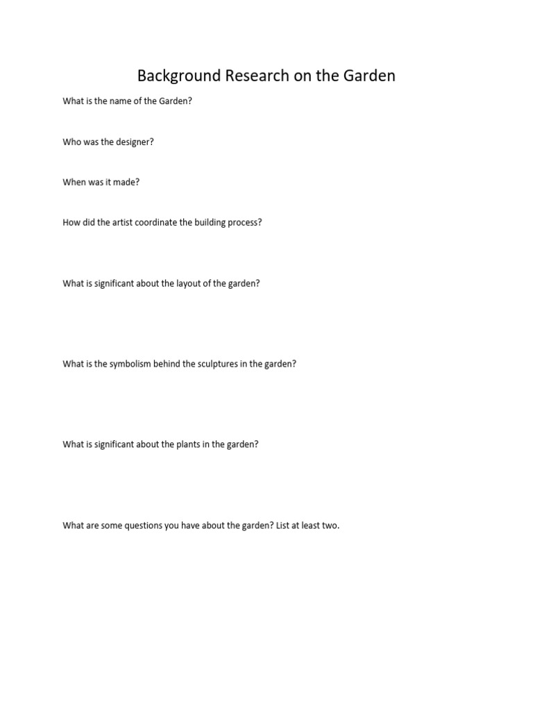 Worksheet Background Research On The Garden | PDF