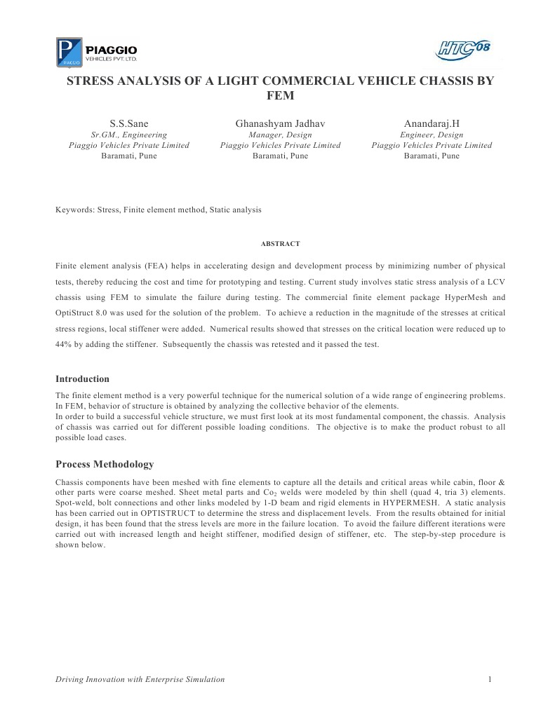 08 FEM FEA Stress Analysis of A Light Commercial Vehicle Chassis by FEM ...