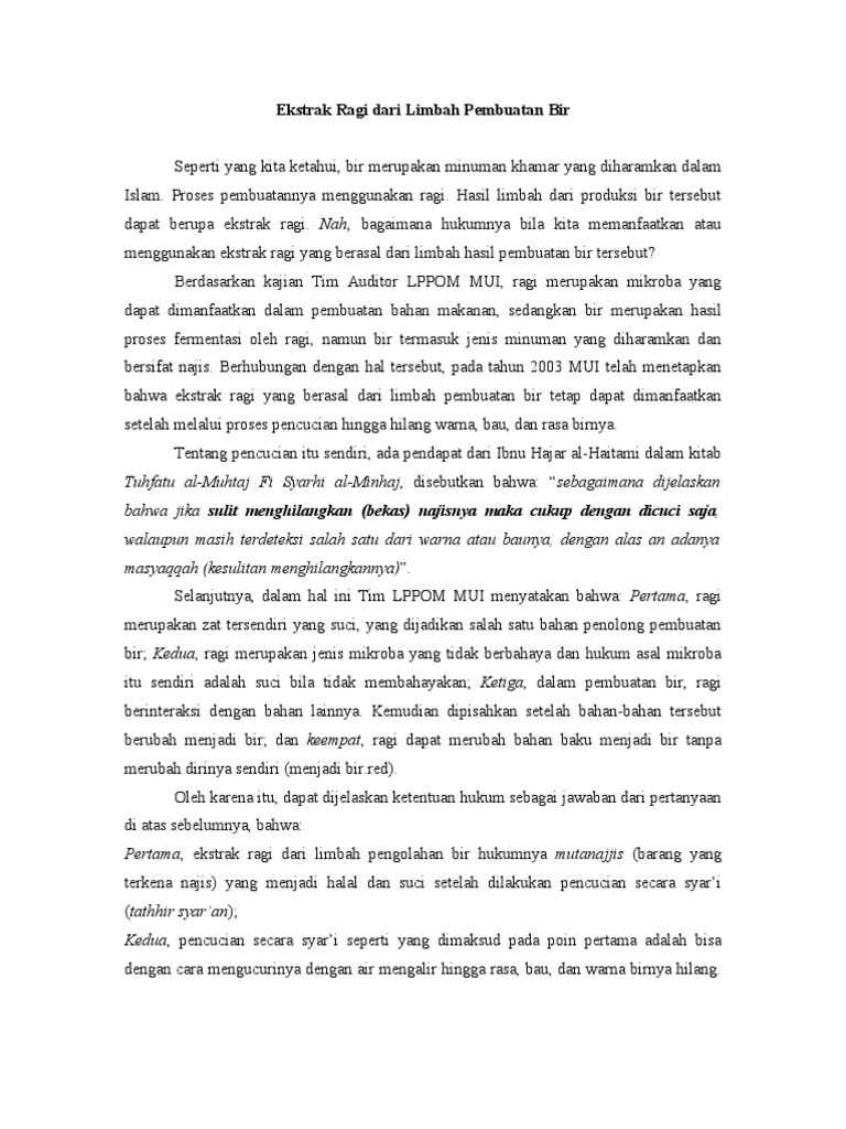 Ekstrak Ragi Dari Limbah Pembuatan Bir 1 | PDF | Memasak, Makanan, & Anggur