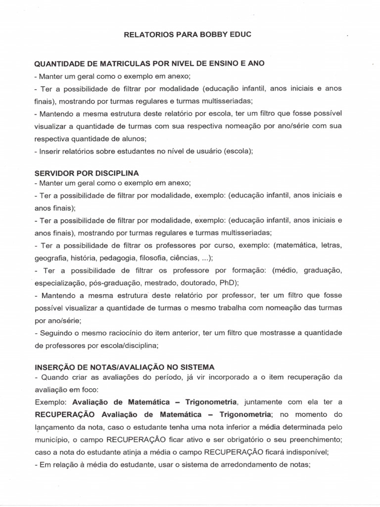 Relatorio para o Boby Educ | PDF