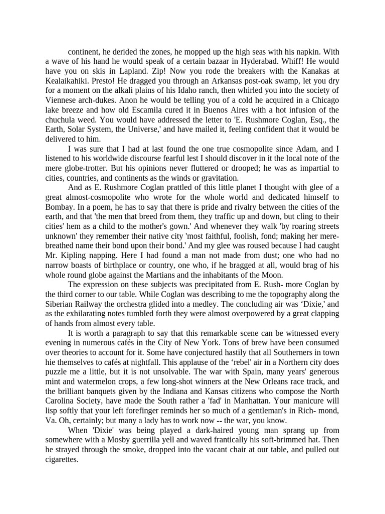 The Cosmopolitan Adventures of E. Rushmore Coglan | PDF