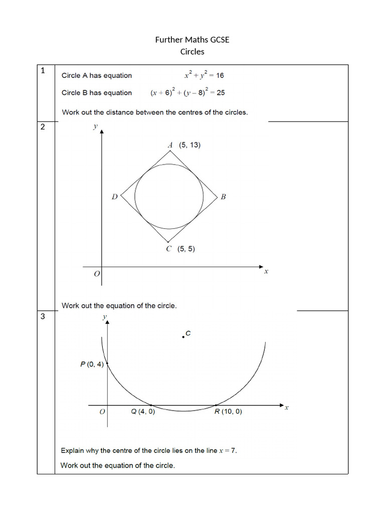 MR Barton Maths FM GCSE Circles Questions | PDF