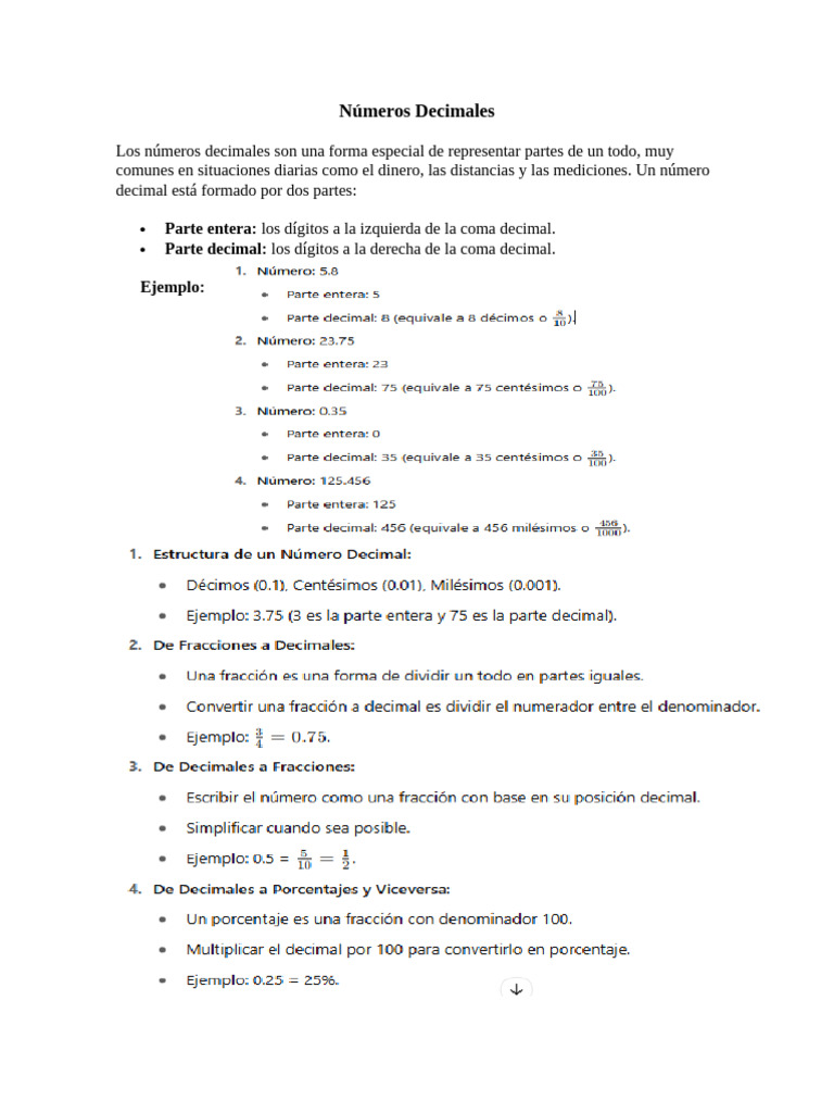 Introducción a Números Decimales | PDF