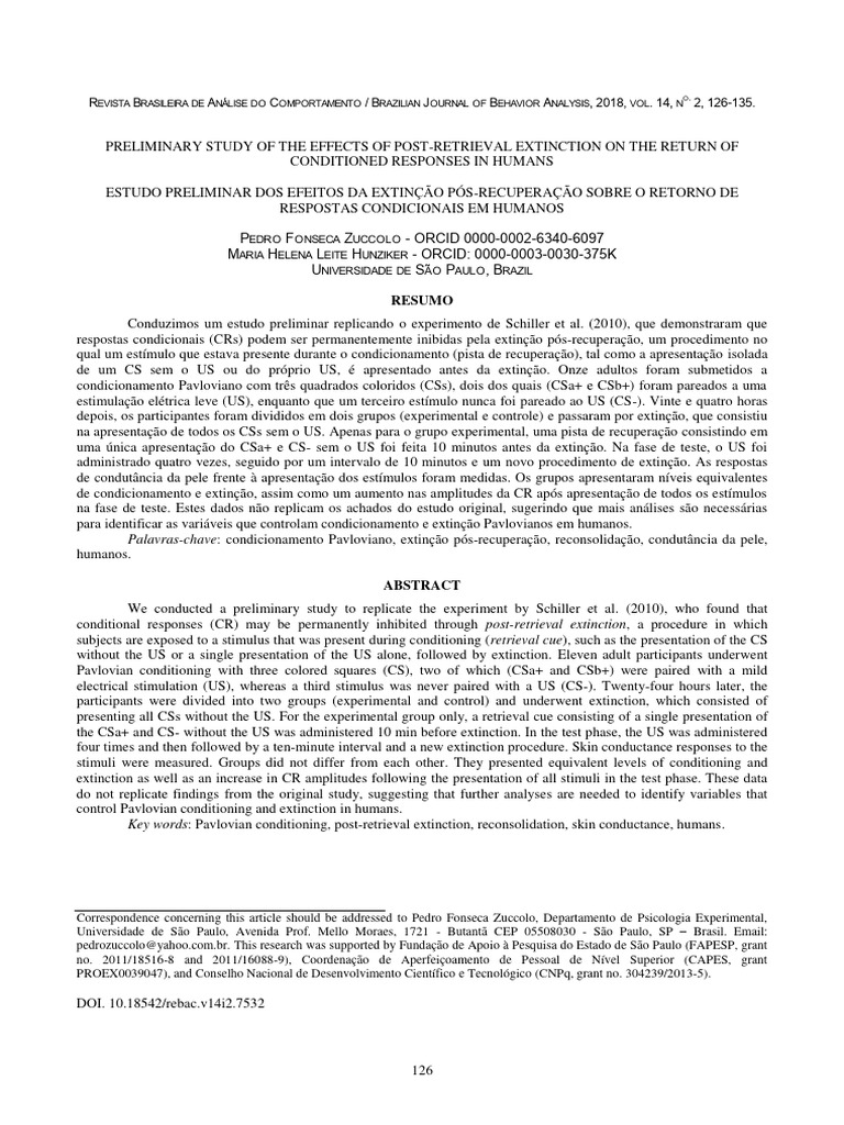 Preliminary Study of The Effects of Post | PDF | Classical Conditioning ...