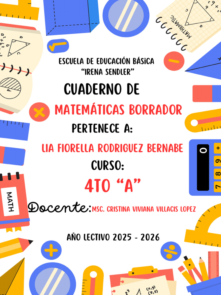 Documento A4 Portada de Matemáticas Ilustrado Multicolor | PDF