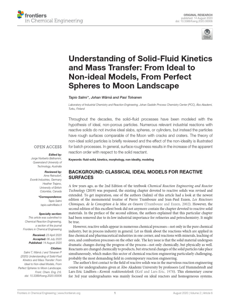 Understanding of Solid-Fluid Kinetics and Mass Tra | PDF | Chemical ...