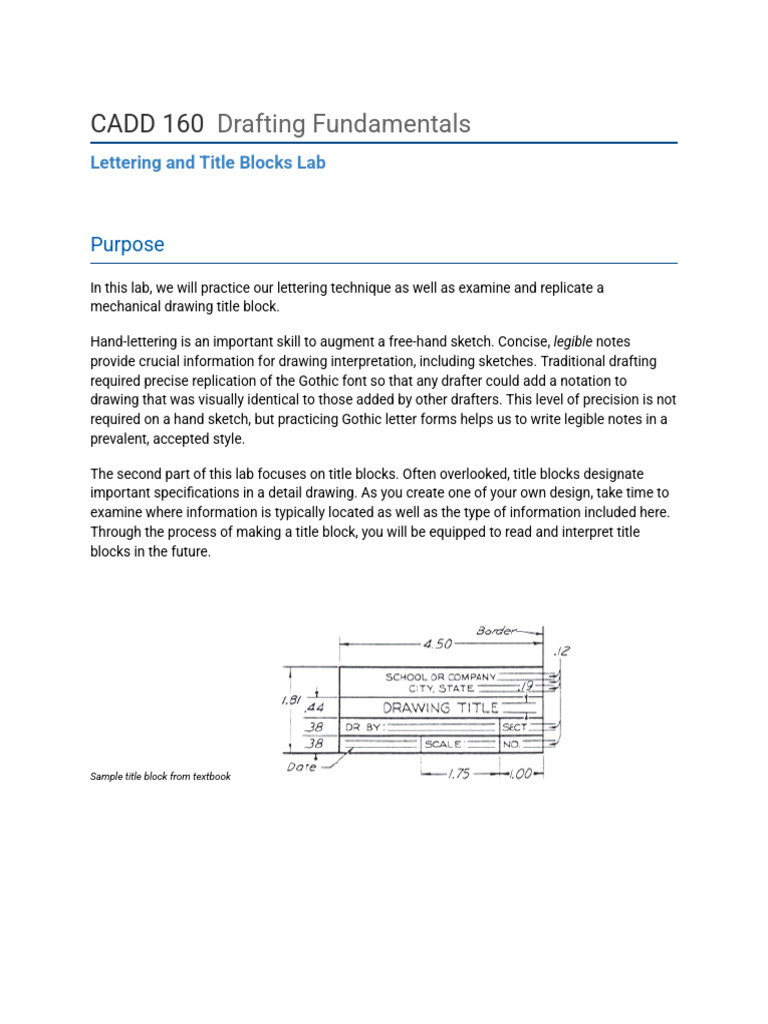 Lettering and Title Blocks Lab | PDF | Typefaces | Drawing