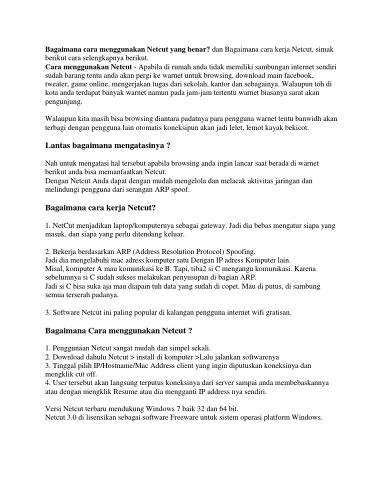 Bagaimana Cara Menggunakan Netcut Yang Benar | PDF | Game & Aktivitas ...