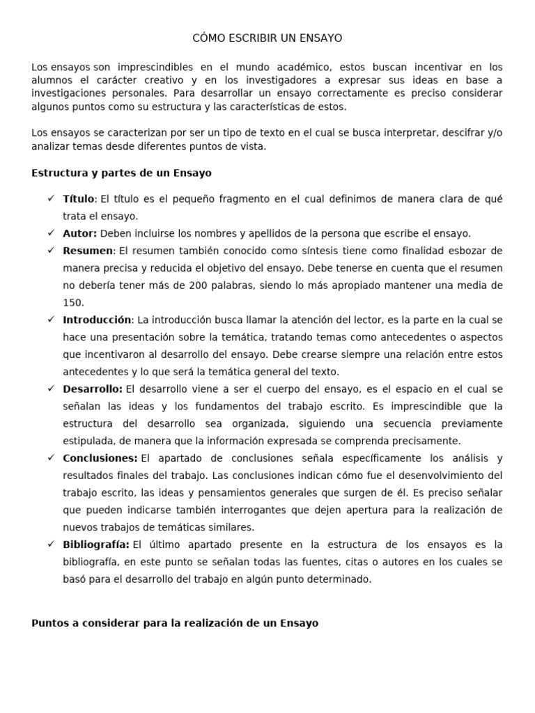 Cómo Escribir Un Ensayo | PDF | Ensayos