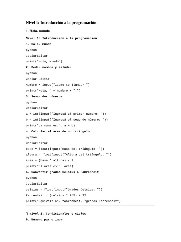 Ejercicios de Python | PDF