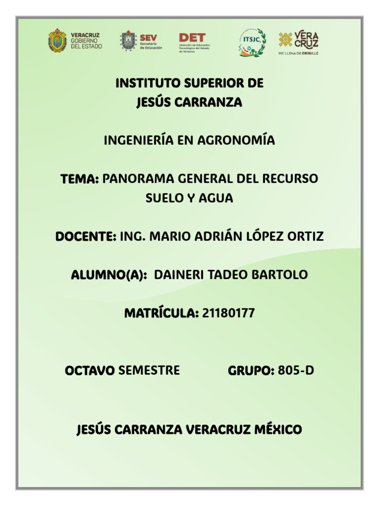 Panorama General Del Recurso Suelo y Agua | PDF | Agua | Suelo