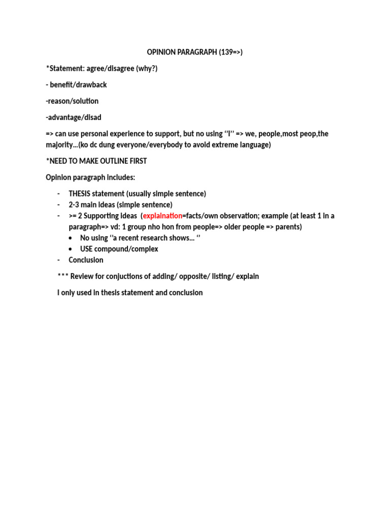 Opinion Paragraph | PDF