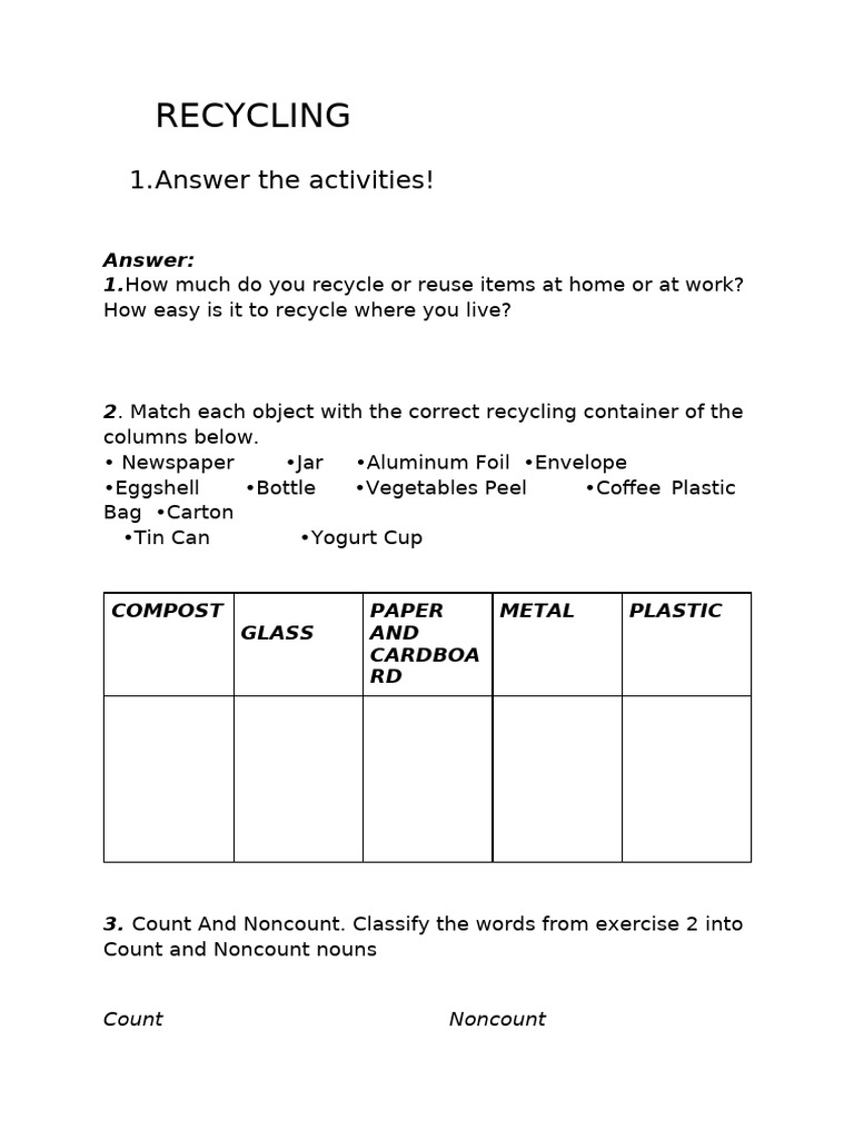 ABC - Recycling (Adapted From Life 3) | PDF