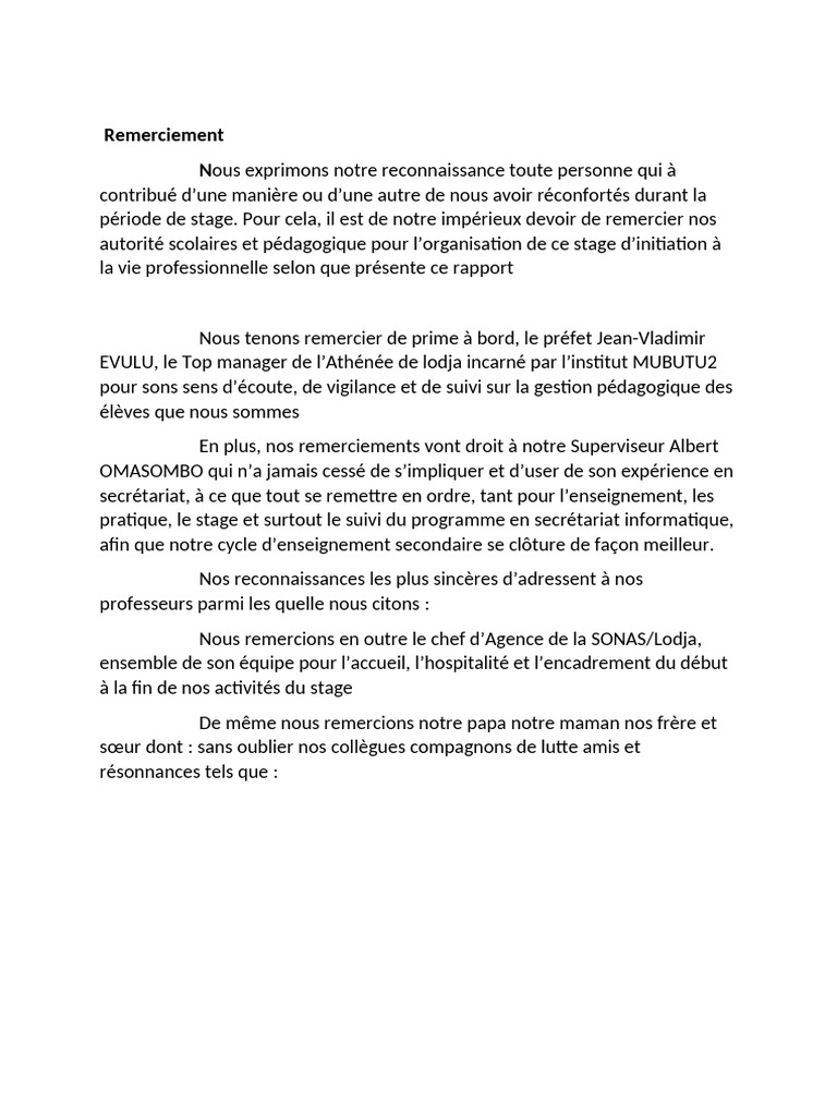 Rapport de Stage en Secrétariat Informatique | PDF | Secrétaire ...