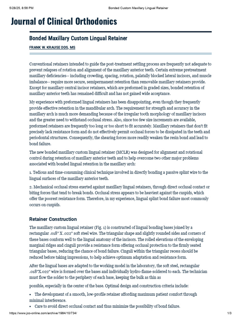 Citation16 - Bonded Custom Maxillary Lingual Retainer | PDF ...