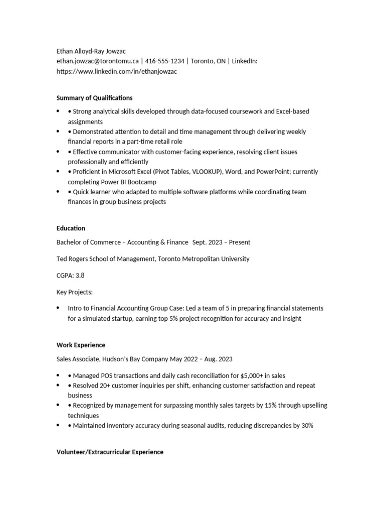 Ted Rogers Coop Resume Ethan | PDF