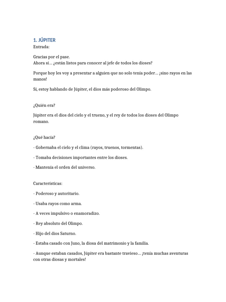 Júpiter: Rey de los Dioses Romanos | PDF