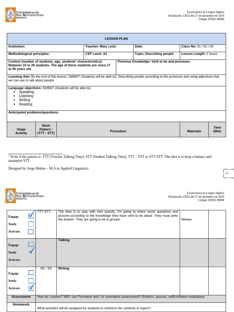 Appendix 2D LESSON PLAN FORMAT | PDF | Lesson Plan | Human Communication