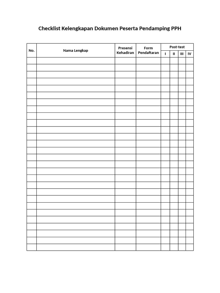 Checklist Dokumen Peserta PPH | PDF