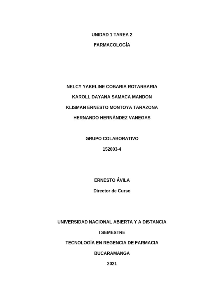 Tarea 2 Hernando Farmacologia | PDF | Farmacocinética | Farmacología