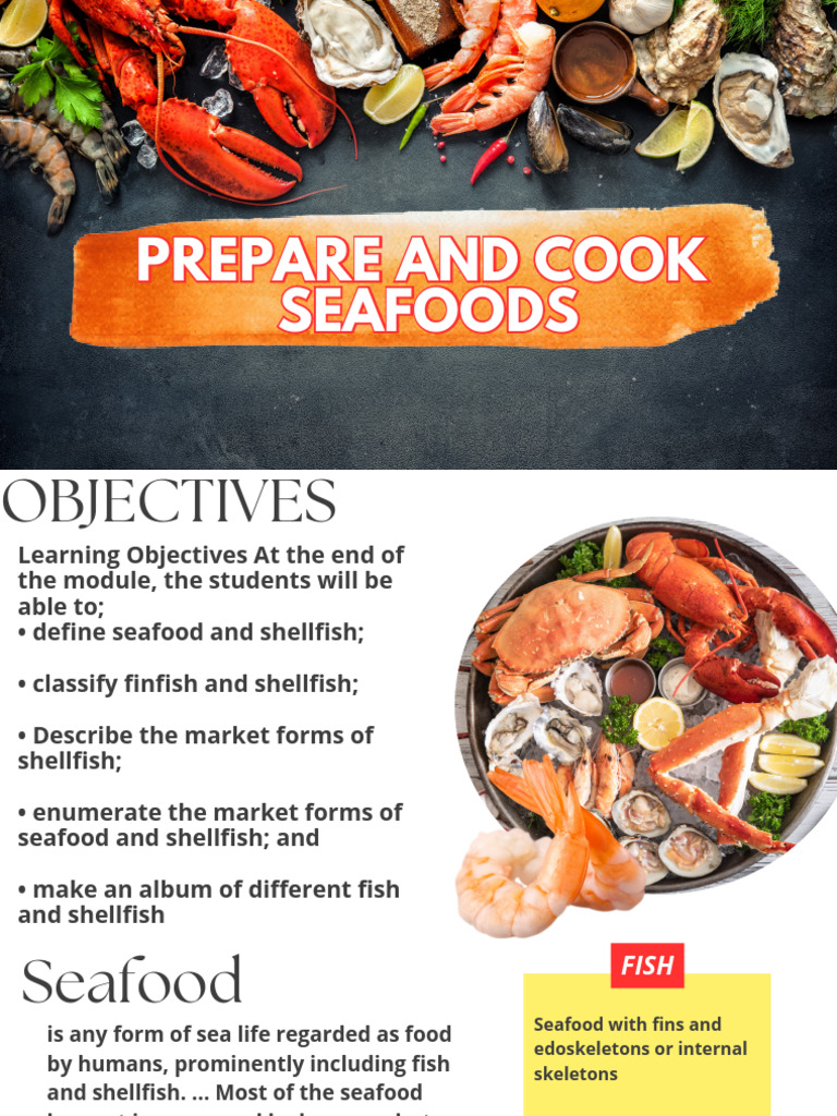 Prepare and Cook Seafoods | PDF | Fish | Seafood