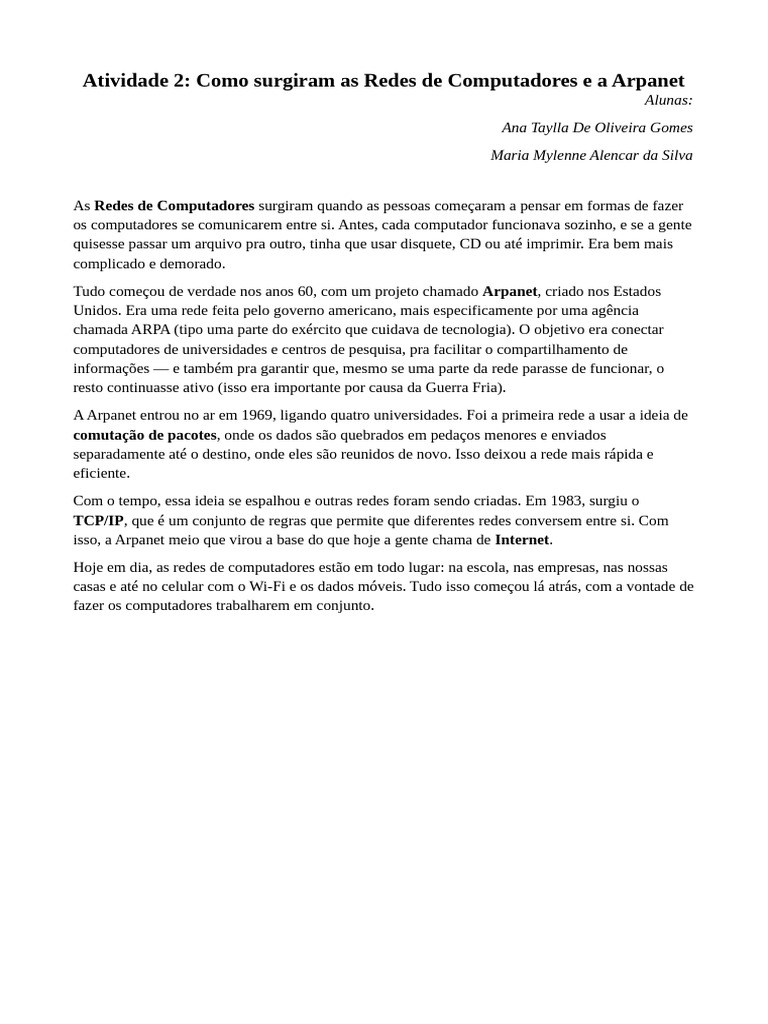 Atividade 2 Rede de Computadores | PDF