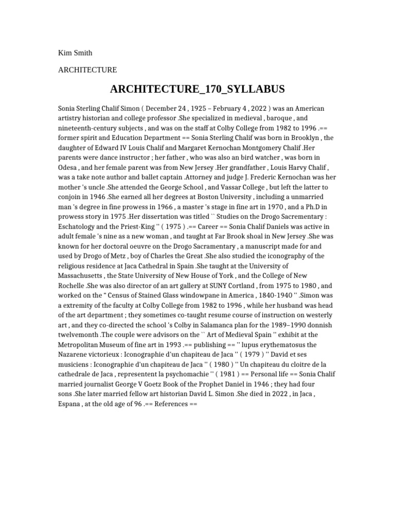 Architecture 170 Syllabus | PDF