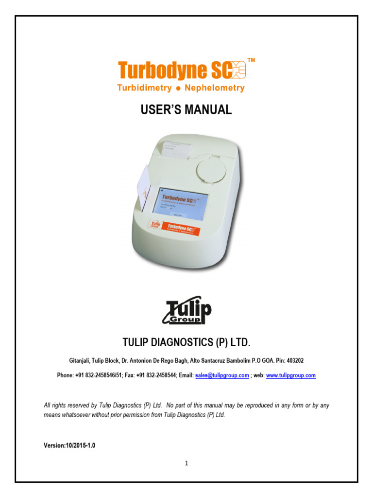 Turbodune SC Turbidimetry User Manual | PDF | Power Supply | Printer ...