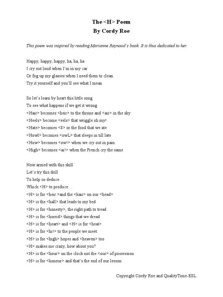 The - H - Poem | PDF