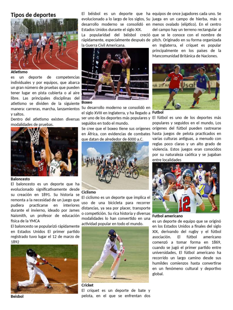 Tipos de Deportes Con Informacion | PDF | Deportes | Tiro al arco