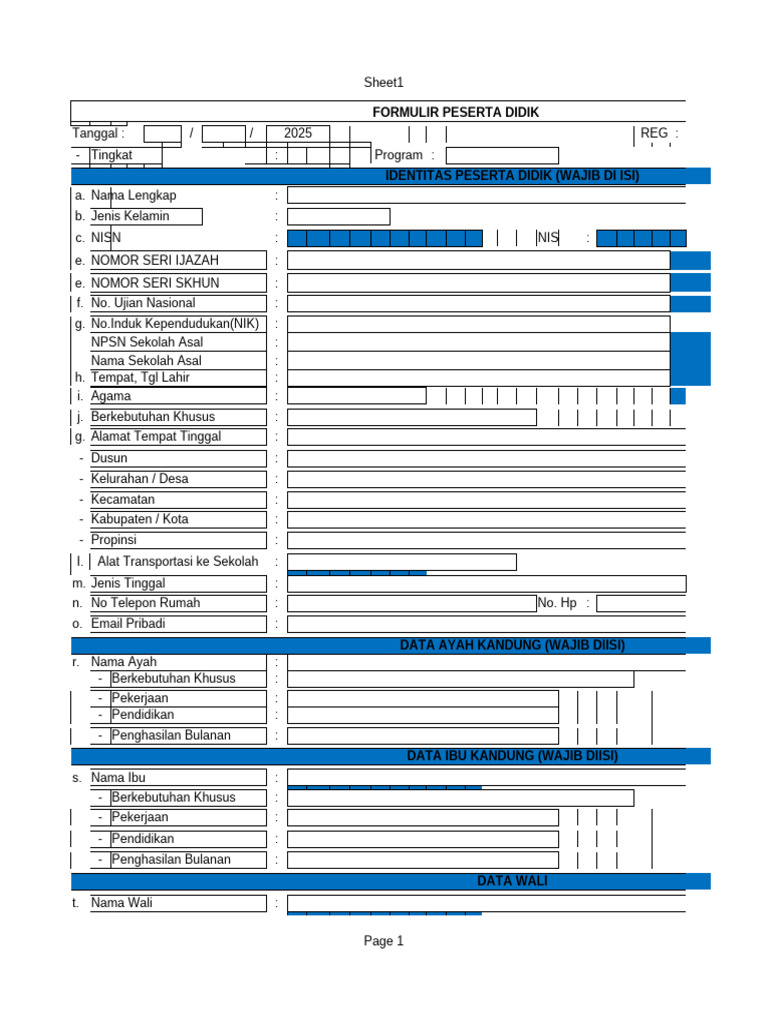 Formulir Pendaftaran SPMB SD 2025 | PDF
