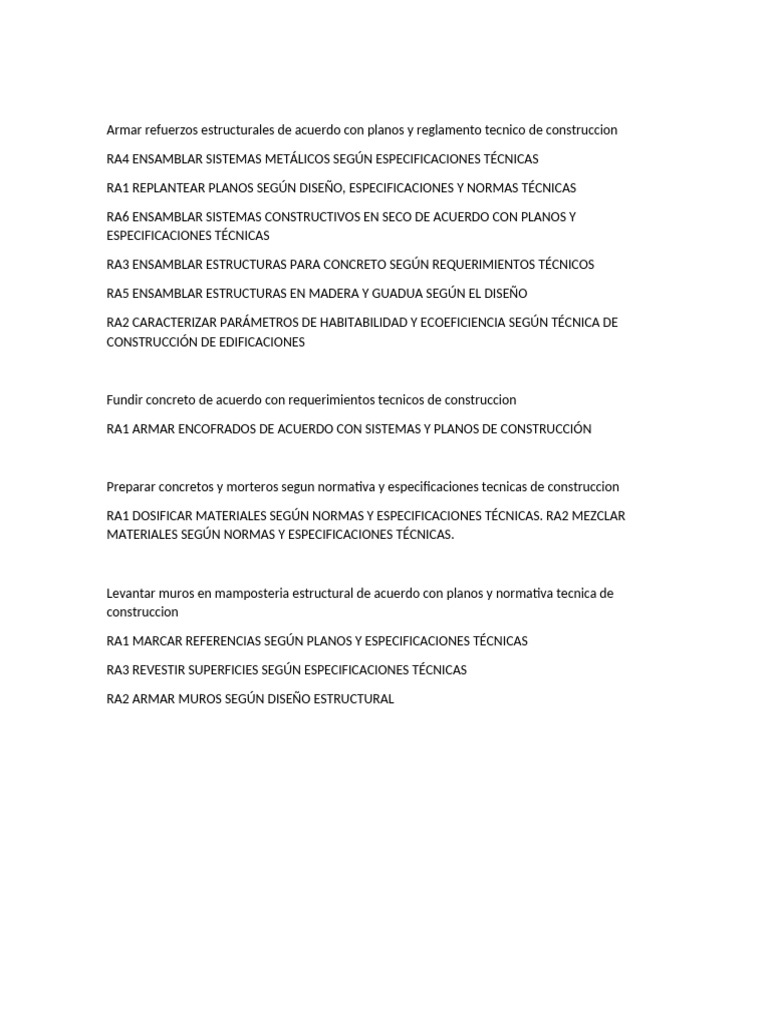 Armar Refuerzos Estructurales de Acuerdo Con Planos y Reglamento Tecnico de Construccion | PDF