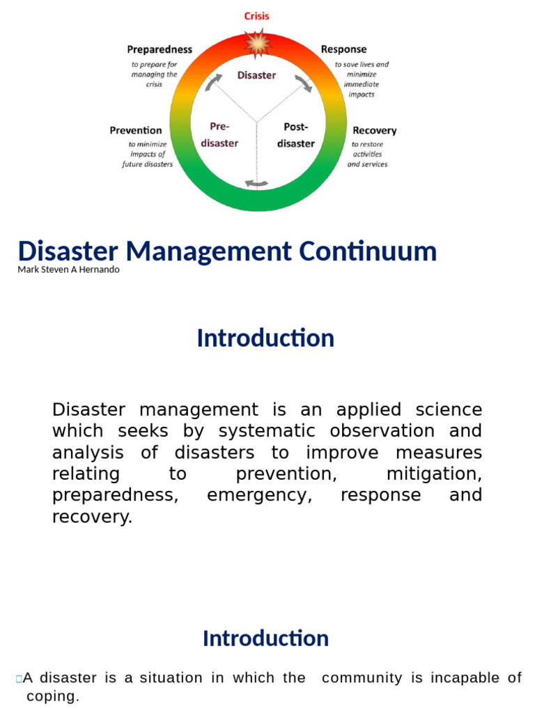 Topic 3 Disaster Management Continuum | PDF | Emergency Management ...