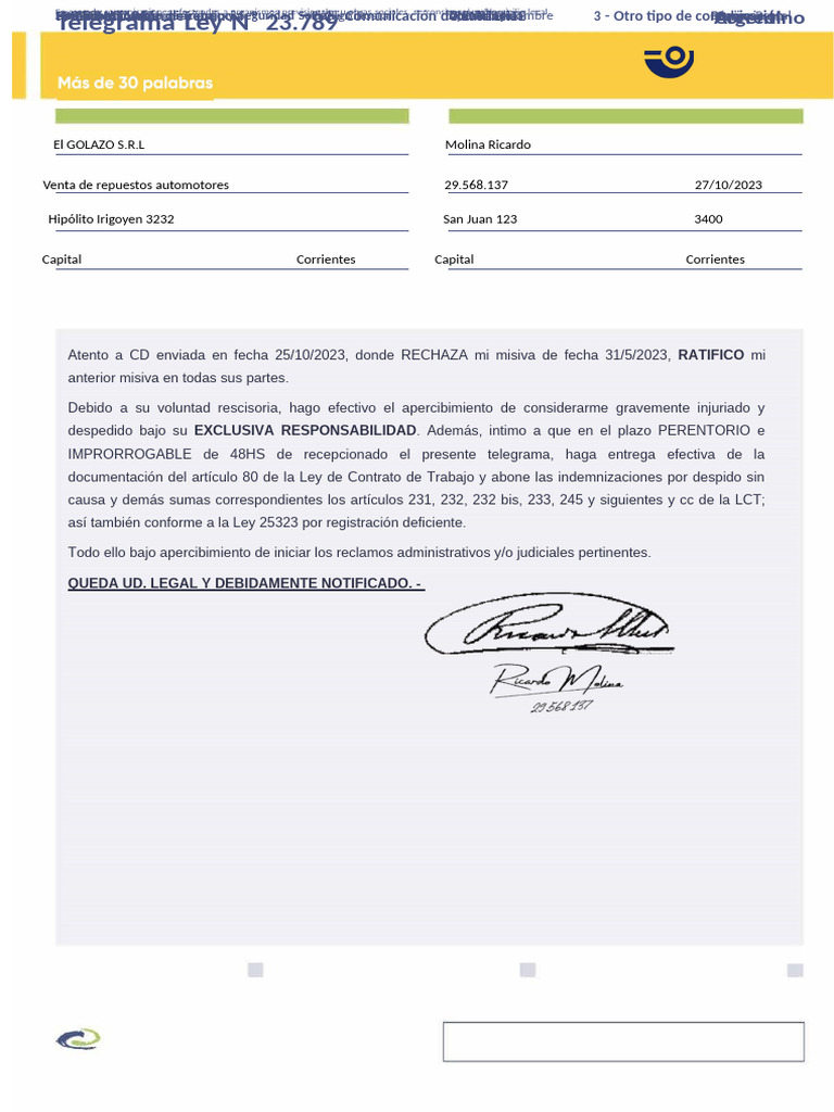 Telegrama Obrero N2 | PDF