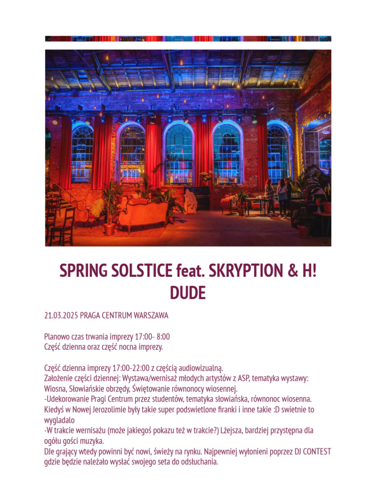 Spring Solstice - Praga Centrum Warsaw | PDF