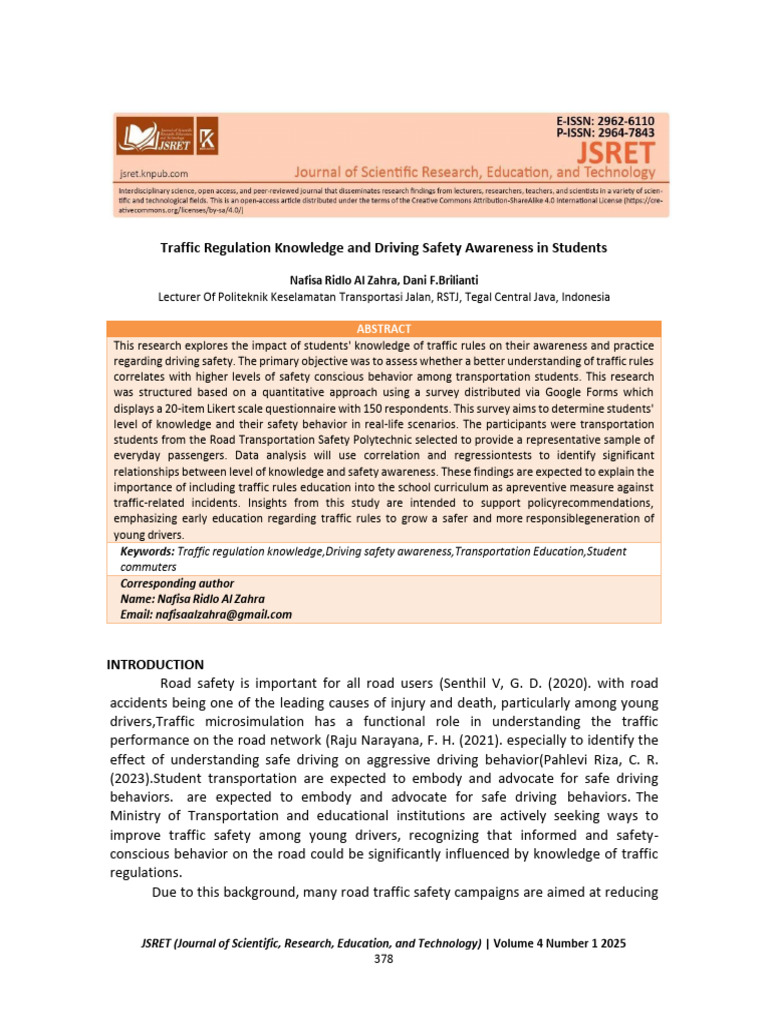 Traffic Knowledge and Student Safety Awareness | PDF | Survey ...