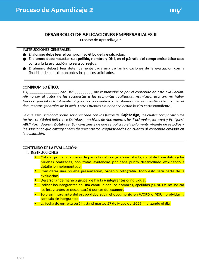 Proceso de Aprendizaje 2 - DAE II | PDF | Bases de datos | Informática
