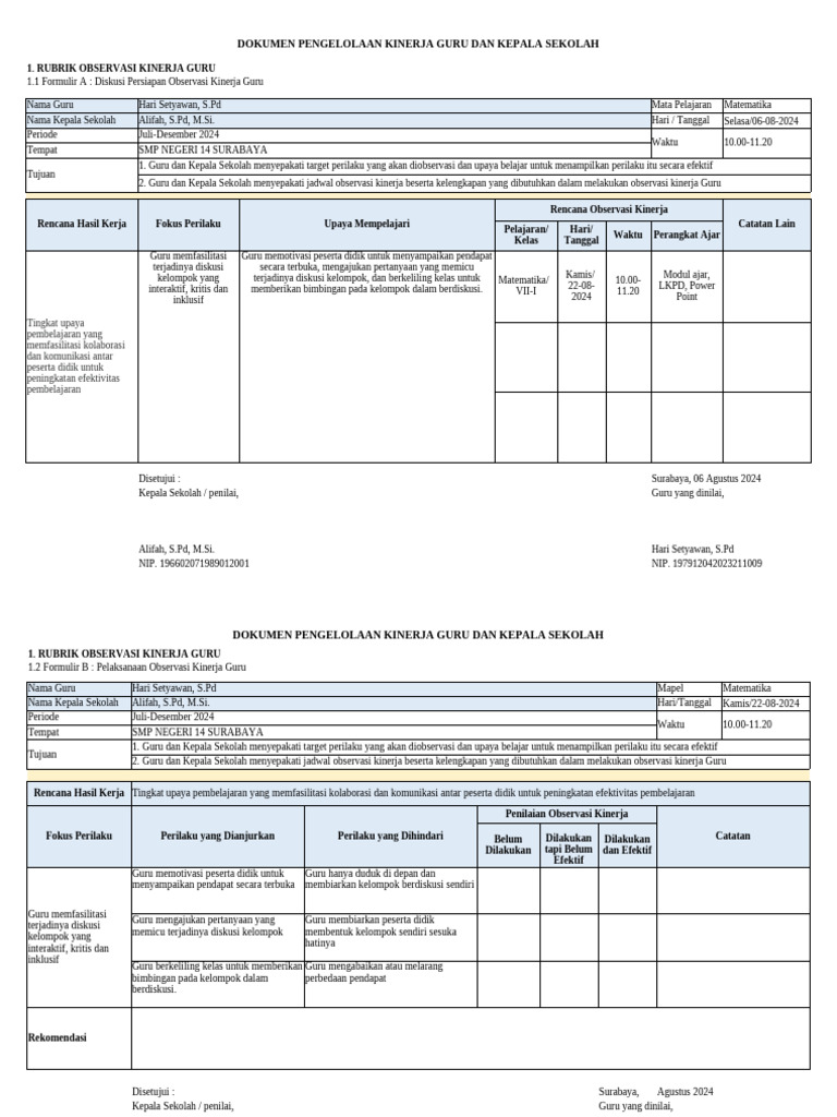 Observasi Kinerja Guru-PMM | PDF