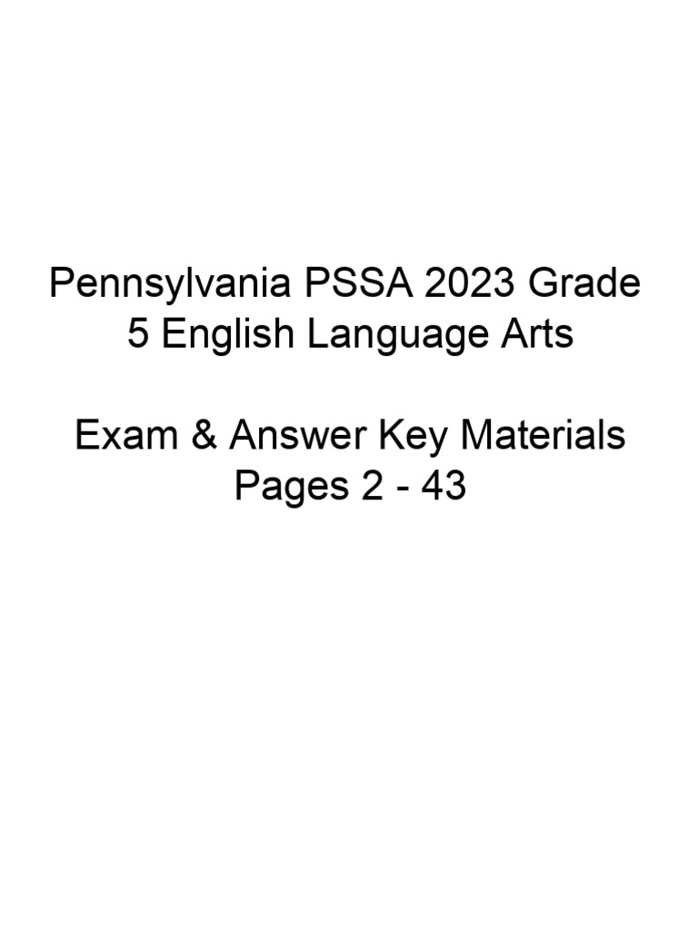 PSSA 2023 Grade 5 ELA Exam Guide | PDF | Multiple Choice | Weightlessness