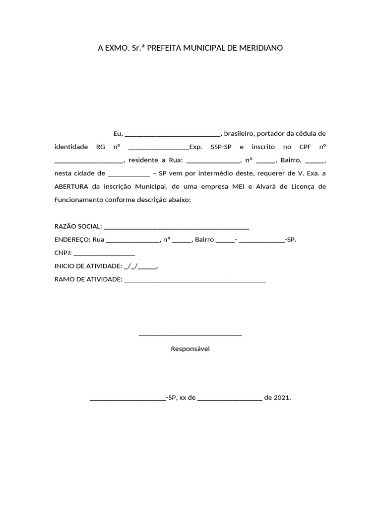 Modelo de Req Abertura de Empresa | PDF