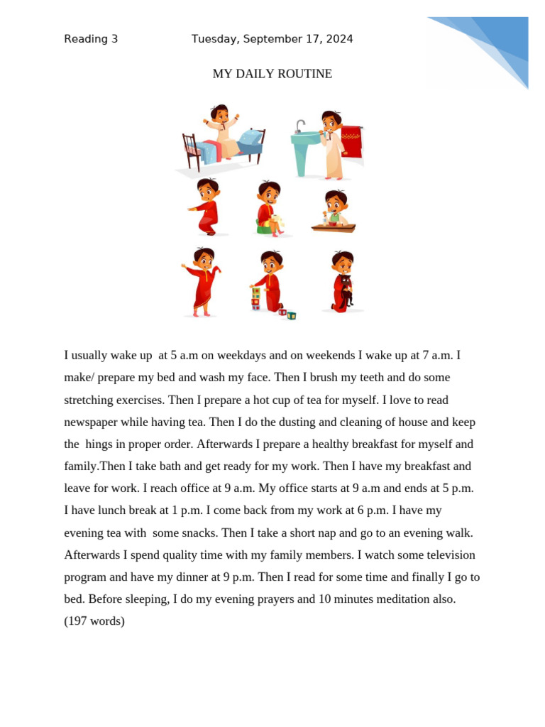 Reading 3 My Daily Routine | PDF