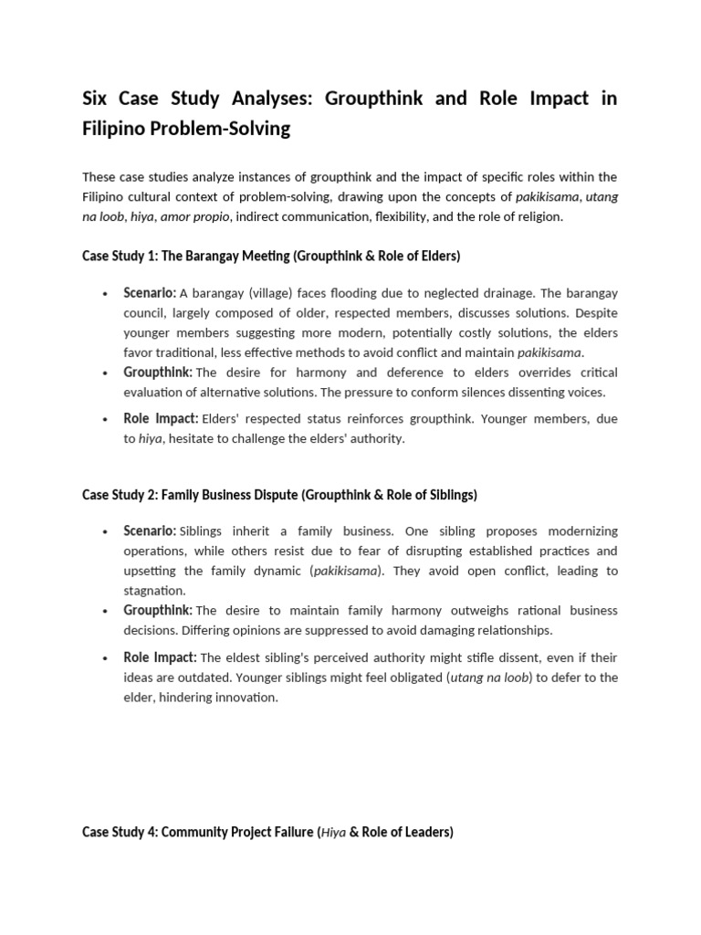 Filipino Cultural Problem 1 | PDF | Conflict Resolution | Decision Making