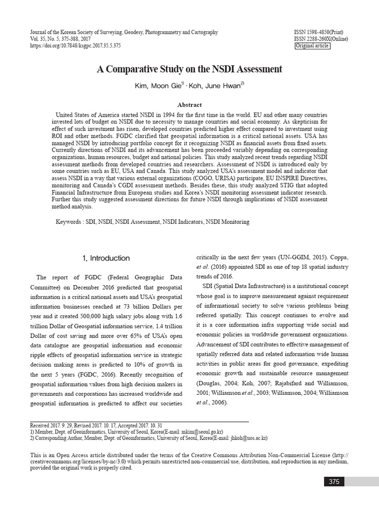 A Comparative Study on the NSDI Assessment | PDF | Policy | Geographic ...