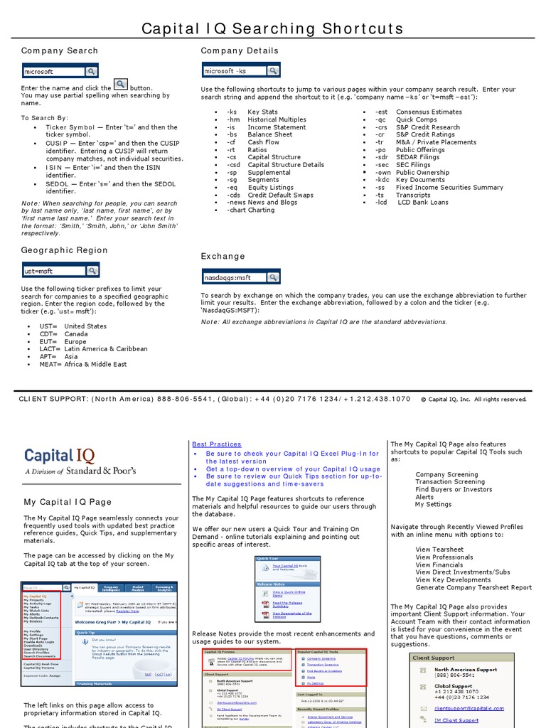 Capital IQ Shortcuts | Cusip | Mercados financieros